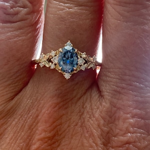 Greta Blue Sapphire Ring Gold. Whimsical Engagement Ring. Fantasy ...