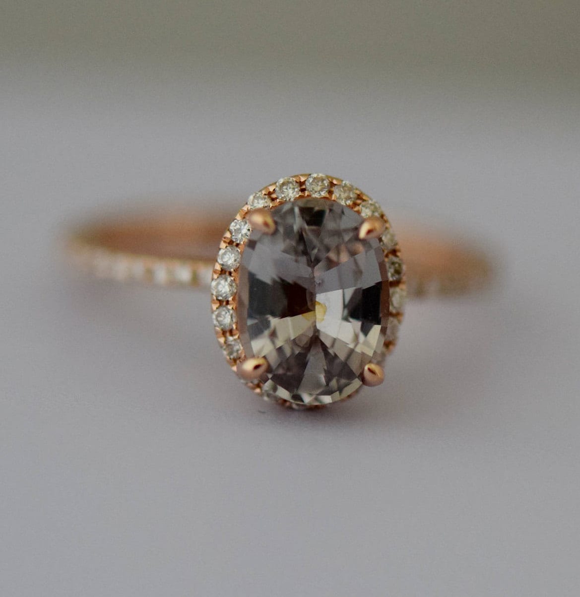 Color change Sapphire Engagement Ring 14k Rose Gold Diamond Engagement ...