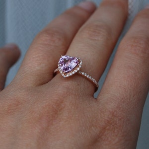 Gold Heart Ring With Pink Sapphire. Heart Diamond Ring. Pink Heart Ring ...