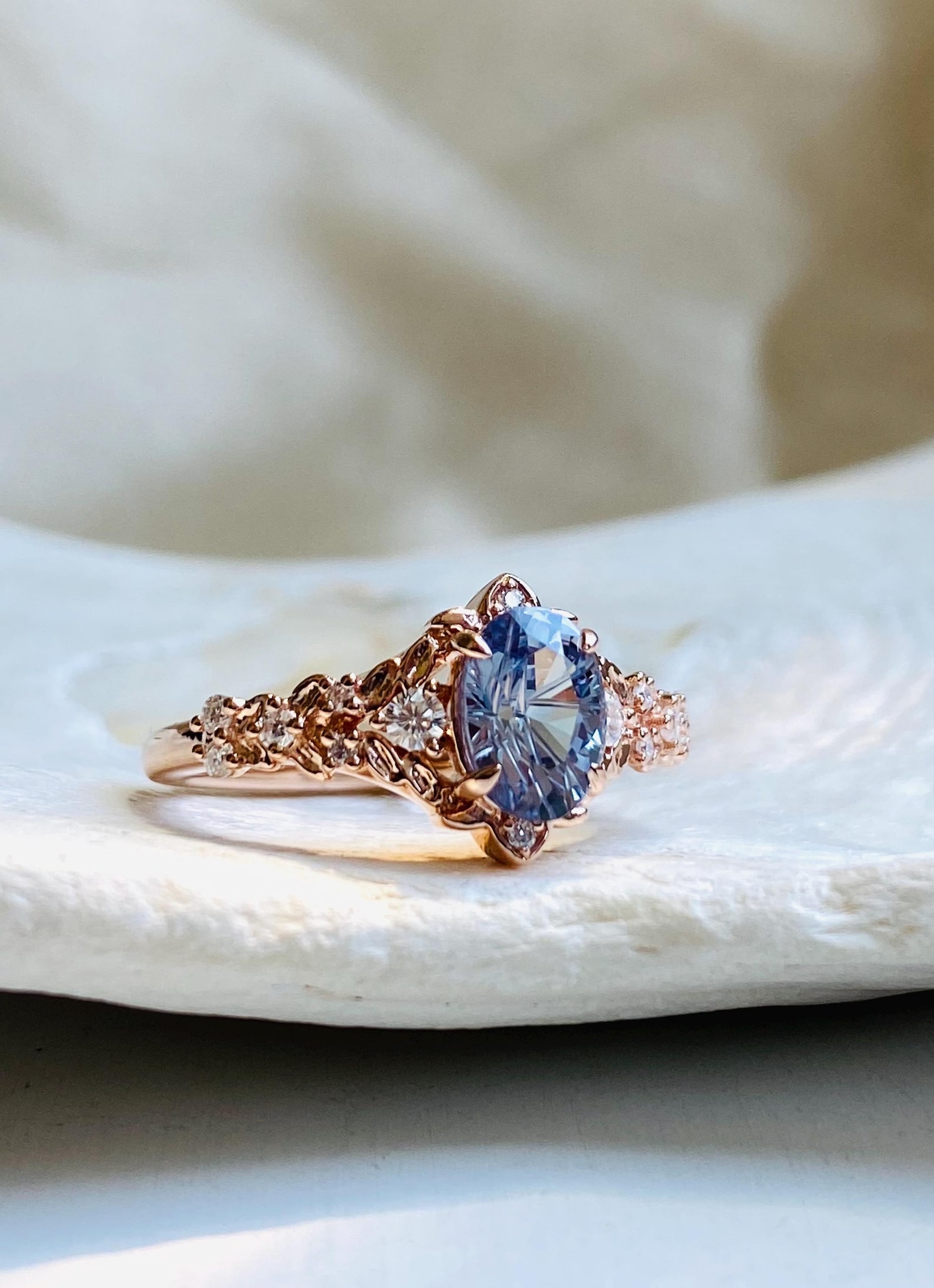 Arwen Star Blue Sapphire Ring, 14k Gold, Diamonds. Fantasy Inspired ...