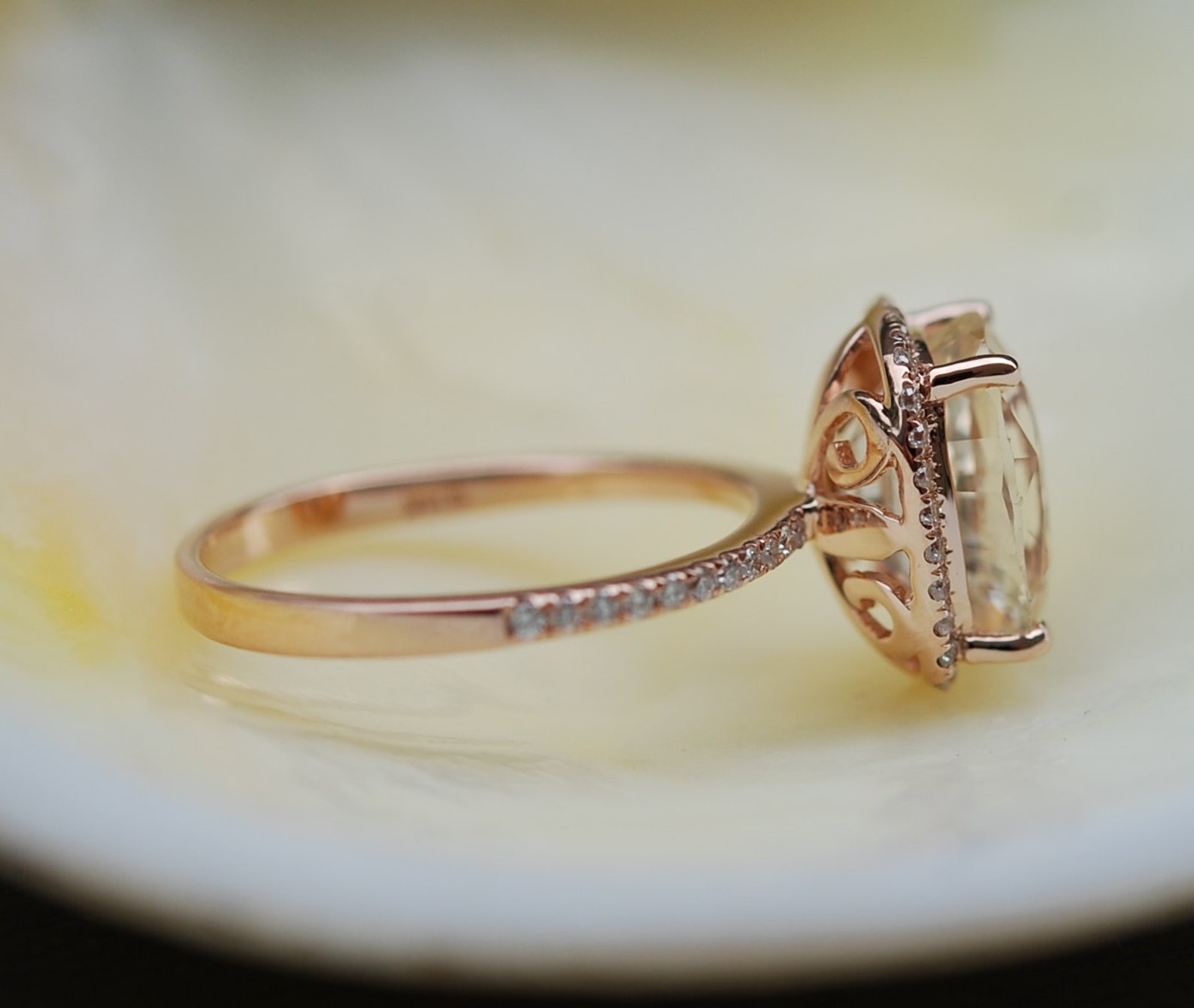 Champagne Sapphire Ring 14k Rose Gold Diamond Engagement Ring - Etsy