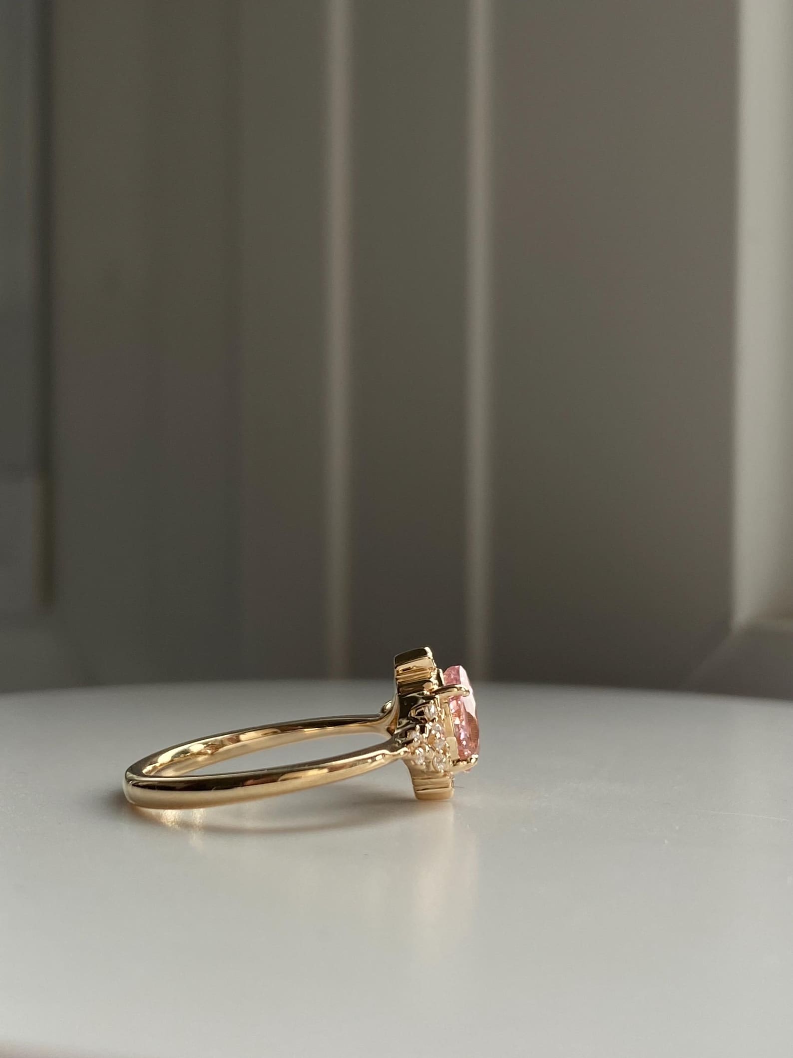 Greata Fantasy Pink Sapphire Engagement Ring: 14k Gold Whimsical ...