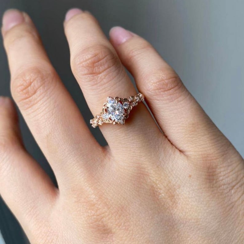 Arwen Elvish Lab Diamond Engagement Ring: 14k Gold Fantasy Ring - Etsy