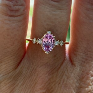 Elvira Pink Sapphire Ring. LOTR Inspired Fantasy Ring. Whimsical Gold ...