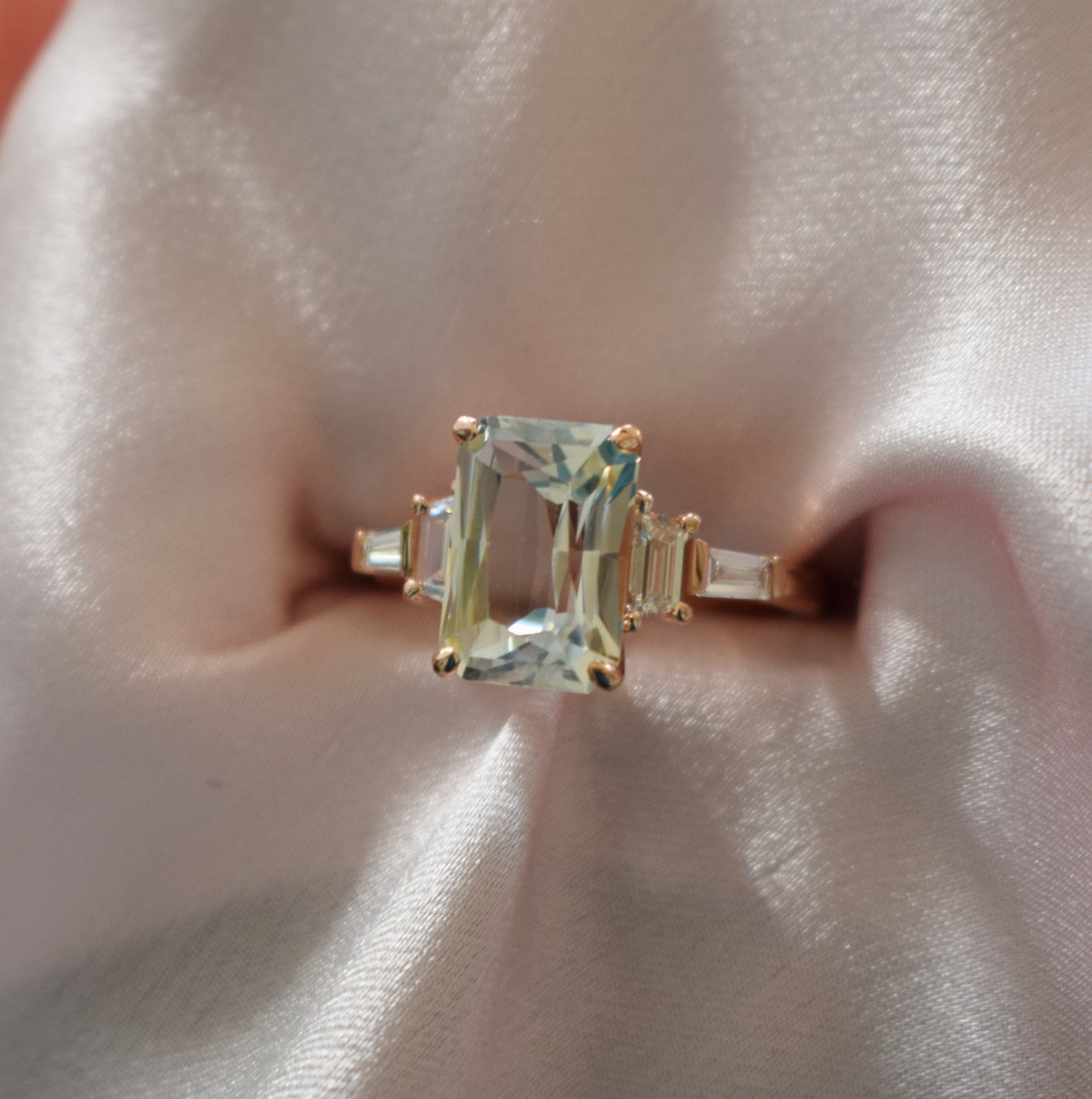 Smokey Ice Sapphire Engagement Ring. Rose Gold Diamond Ring. | Etsy