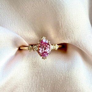 Elvira Pink Sapphire Ring. LOTR Inspired Fantasy Ring. Whimsical Gold ...
