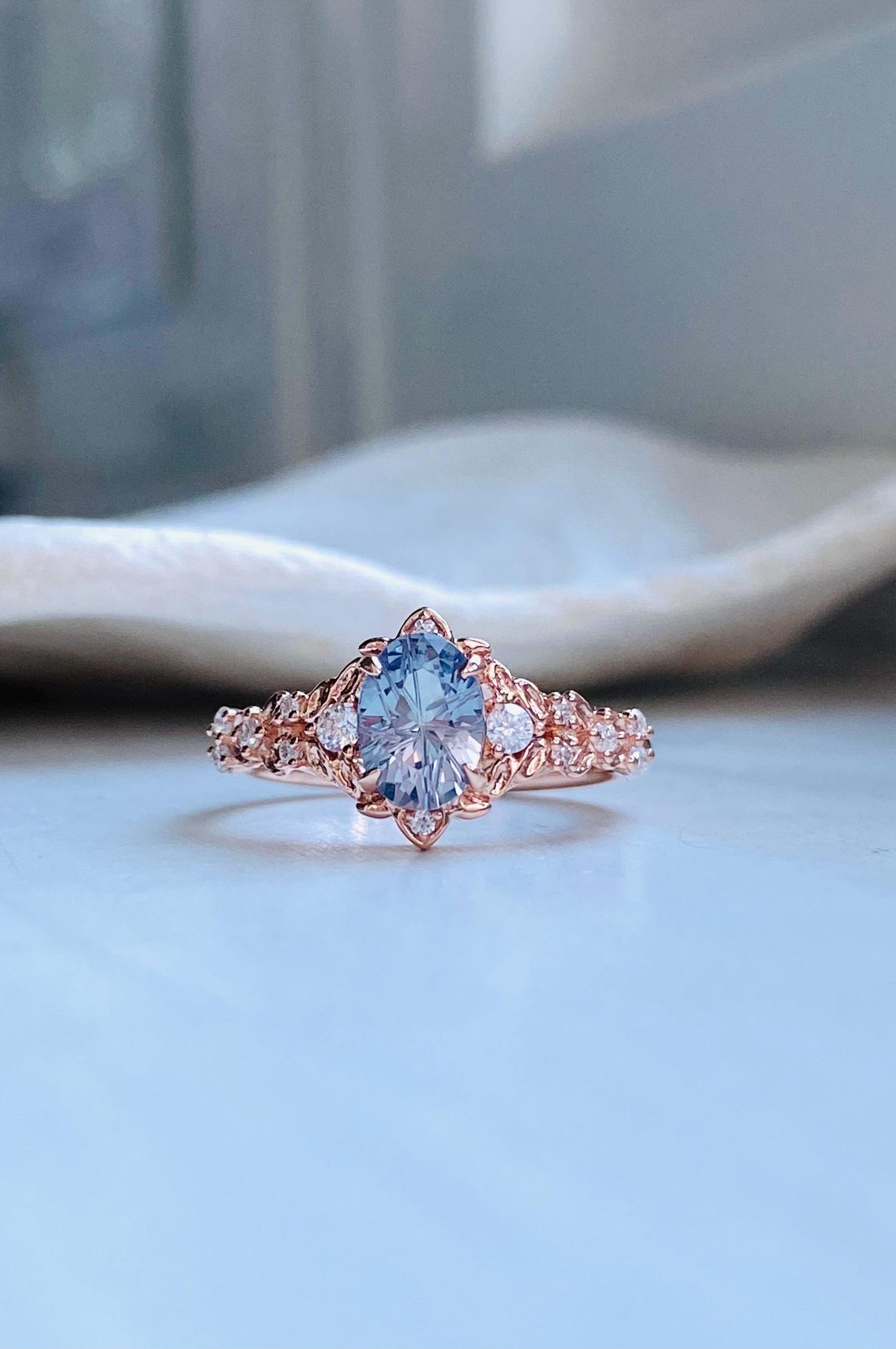 Arwen Star Blue Sapphire Ring, 14k Gold, Diamonds. Fantasy Inspired ...