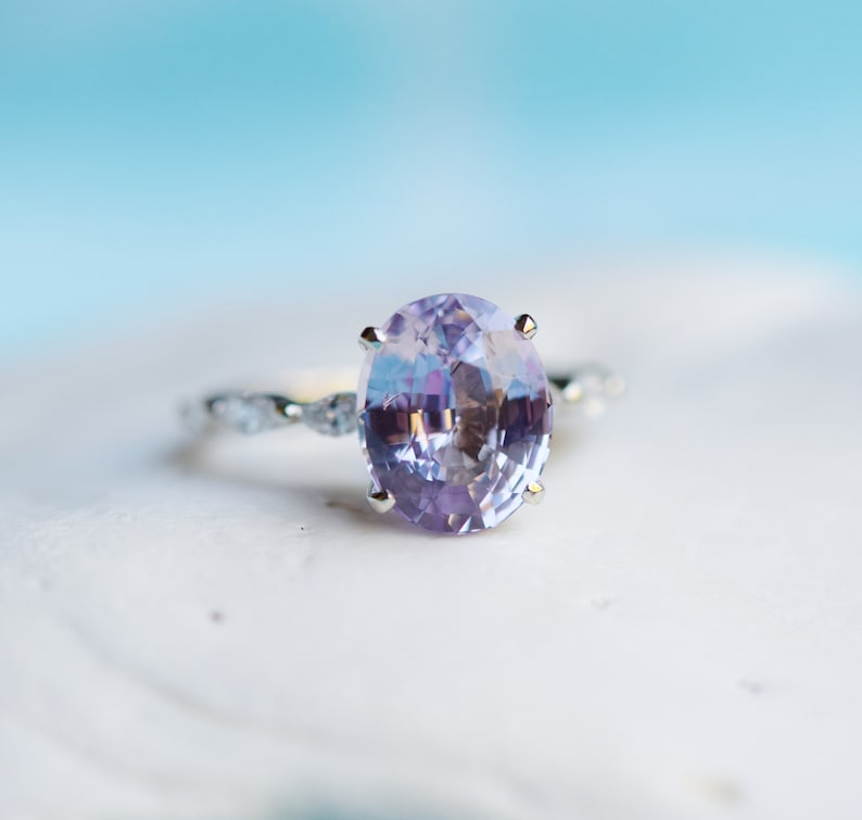 5ct Oval Engagement Ring Lavender Sapphire Engagement Ring - Etsy