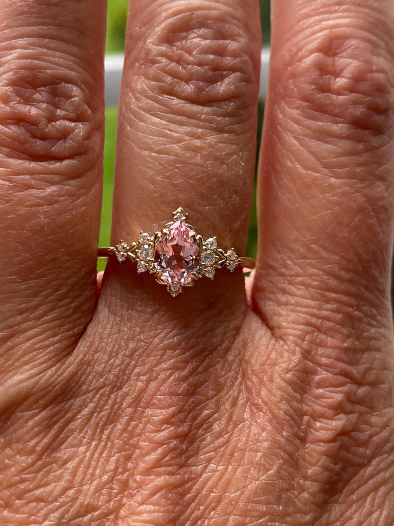 Greata Fantasy Pink Sapphire Engagement Ring: 14k Gold Whimsical ...