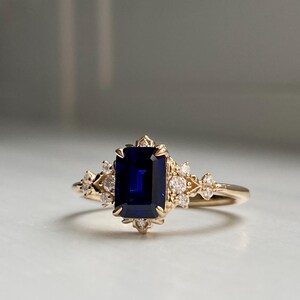 Dela Blue Sapphire Gold Ring. Fairytale Fantasy Ring. 14k Yellow Gold ...