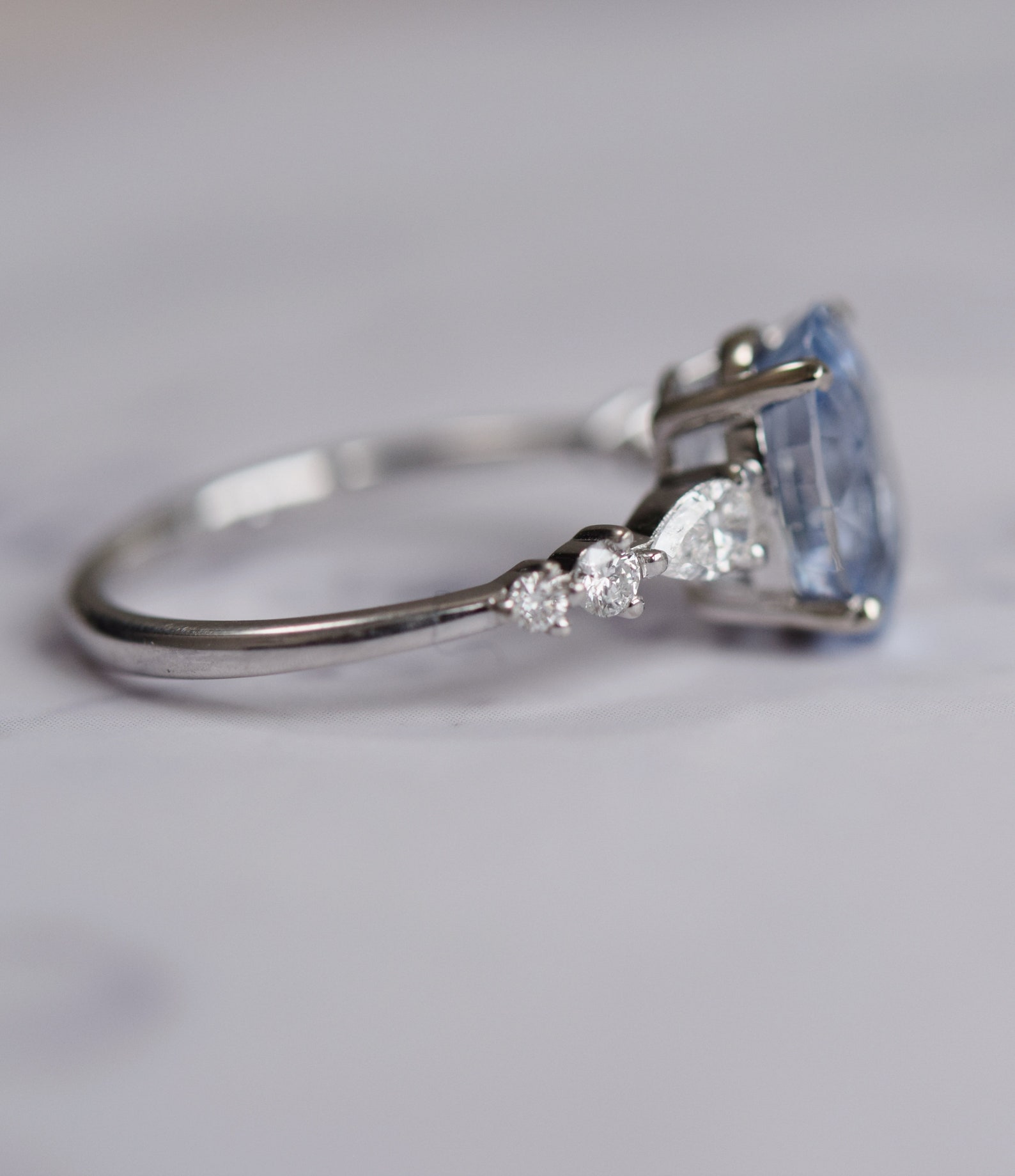 Ice Blue Sapphire Engagement Ring. Oval White Gold Engagement - Etsy