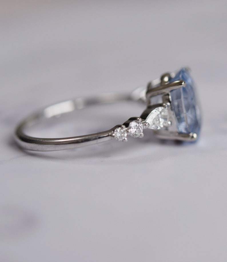Ice Blue Sapphire Engagement Ring. Oval White Gold Engagement - Etsy