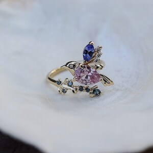 Hummingbird Sapphire Engagement Ring: 14k Gold Bird Lover Gift - Etsy