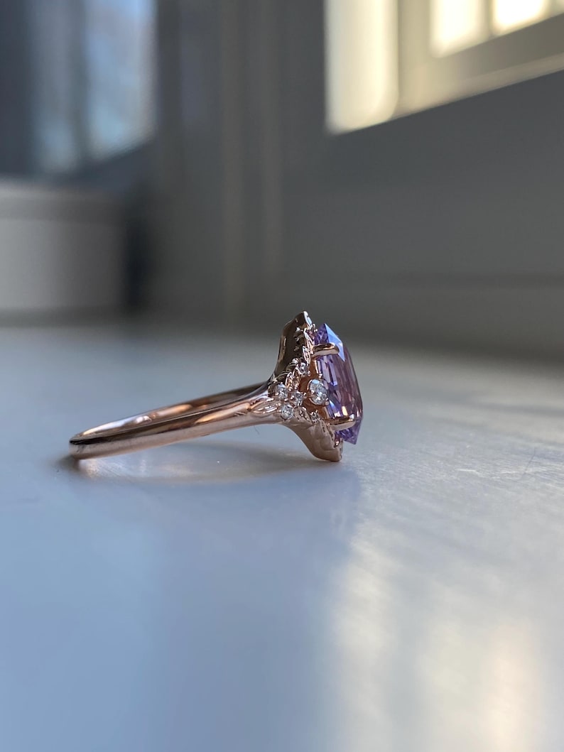 Lavender Sapphire & Diamond Engagement Ring: Arwen Marquise Rose Gold ...