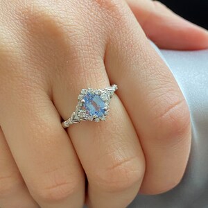 Kassandra Ice Blue Sapphire Engagement Ring: Diamond White Gold Ring - Etsy