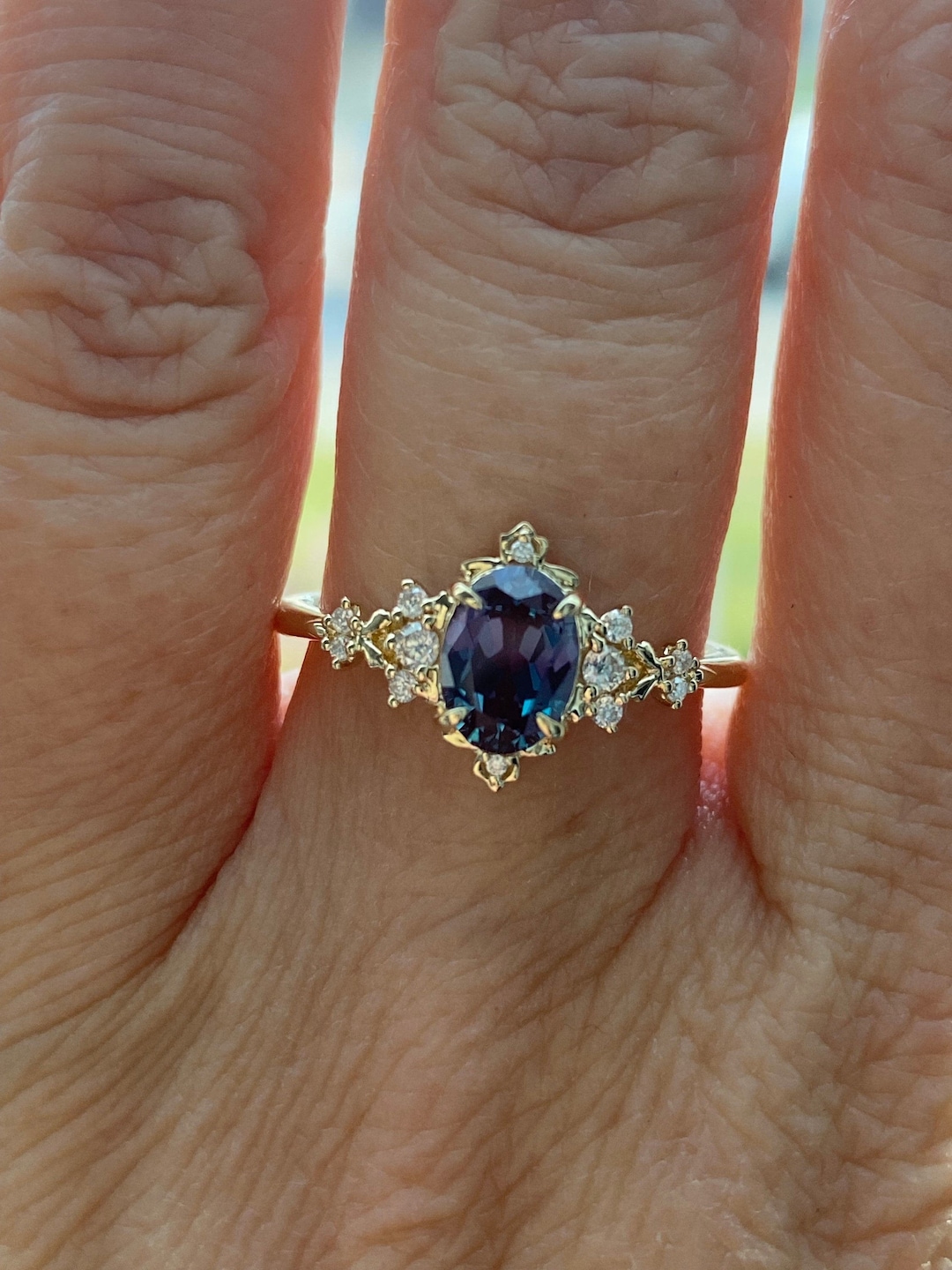 Alexandrite Ring Gold Enchanted Forest Sapphire Engagement Ring ...