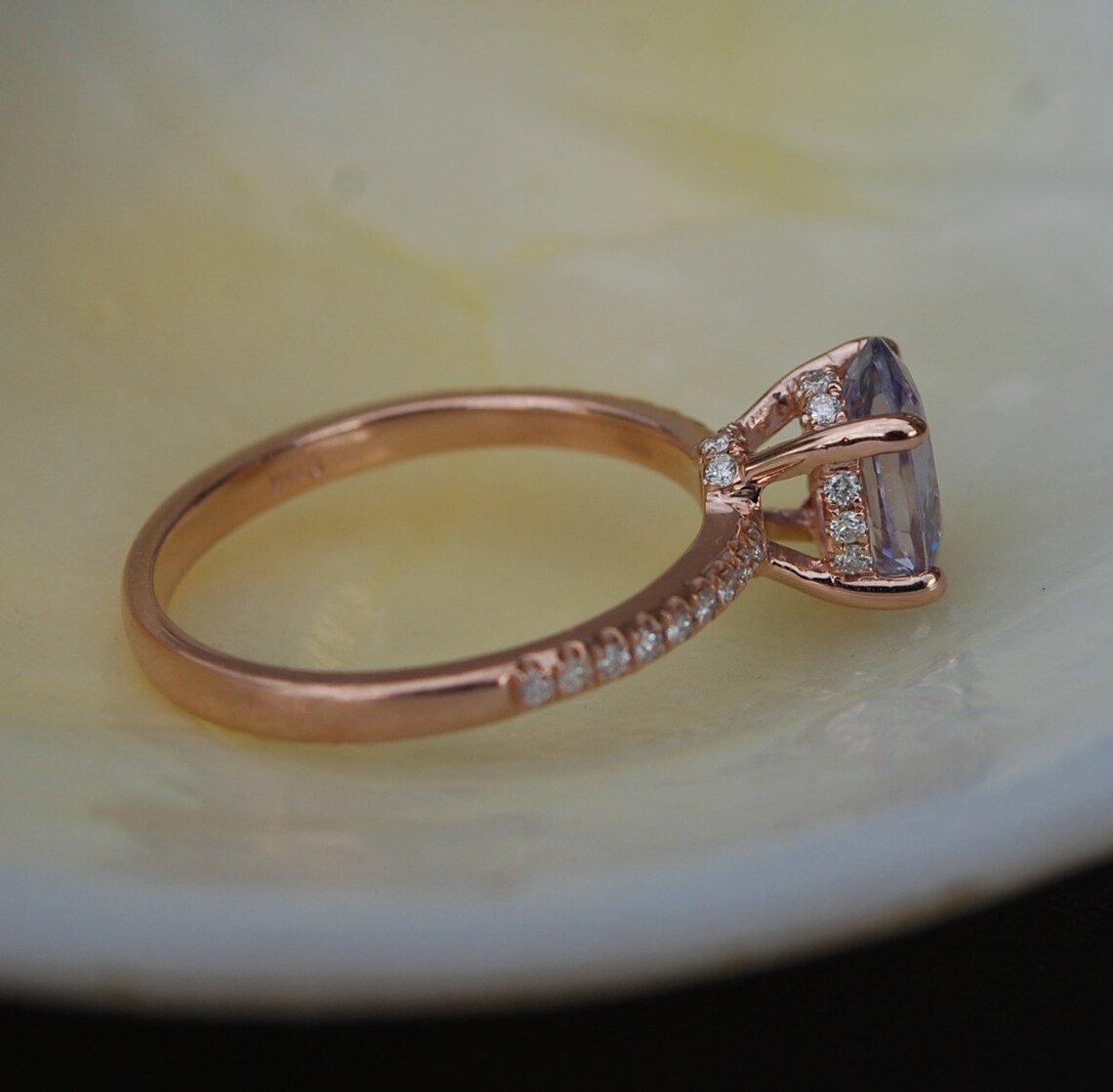 Lilac Sapphire Engagement Ring. 1.7ct Lilac Lavender Oval - Etsy