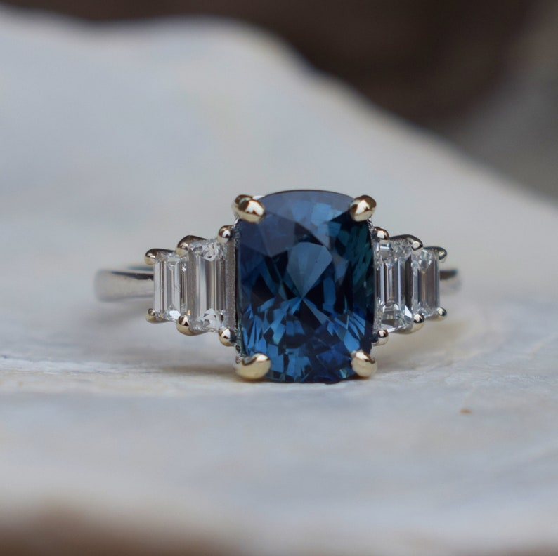 Blue Ice Sapphire Engagement Ring. White Gold Diamond Ring. - Etsy