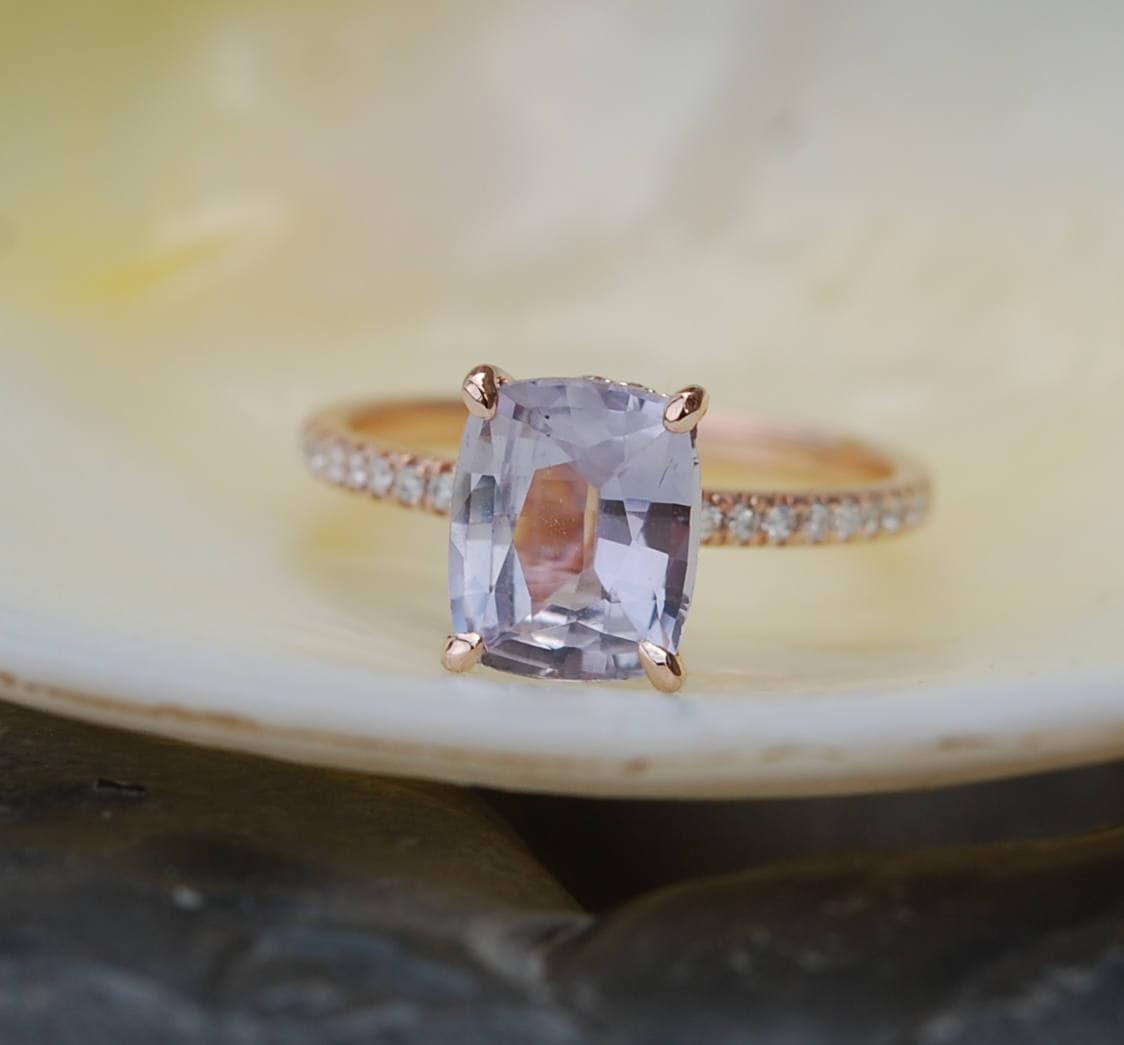 Engagement Ring. Dusty lavender sapphire ring Rose Gold Engagement Ring ...