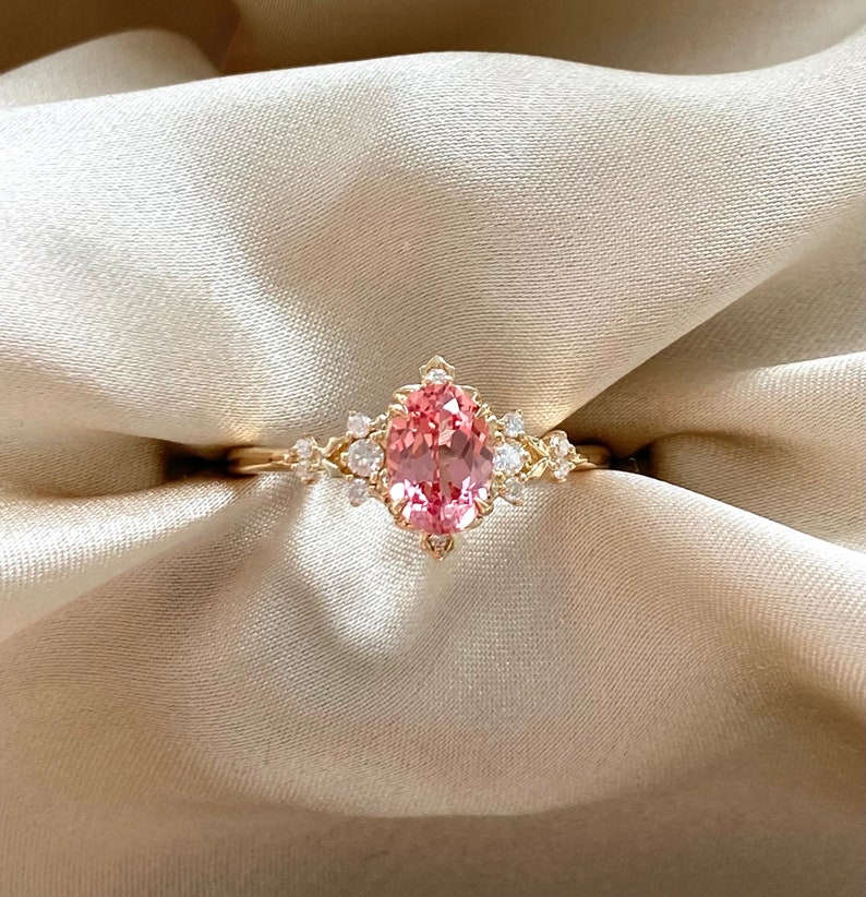 Padparadscha Sapphire Engagement Ring: 14k Gold Elvish Filigree ...