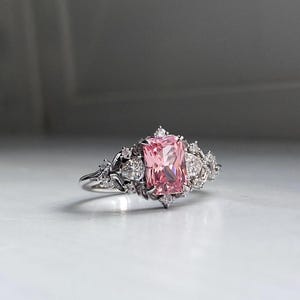 Enchanted Pink Sapphire Engagement Ring White Gold. Nature Inspired ...