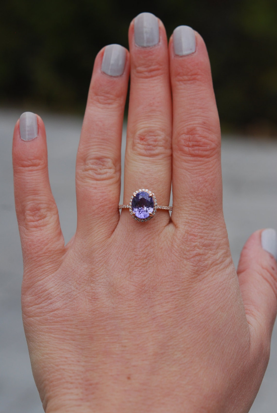 Ultra Violet Sapphire Ring Diamond Ring 14k Rose Gold | Etsy