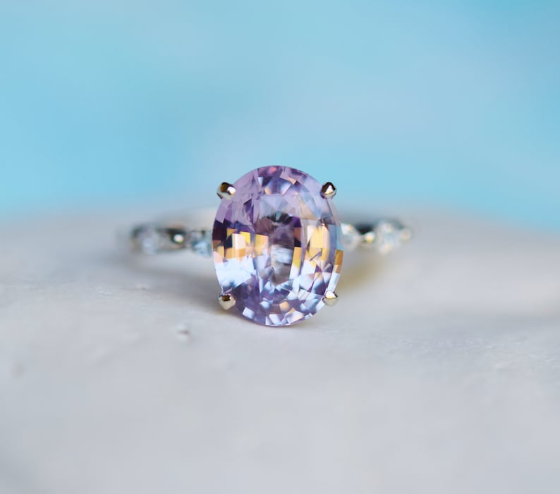 5ct Oval Engagement Ring Lavender Sapphire Engagement Ring - Etsy