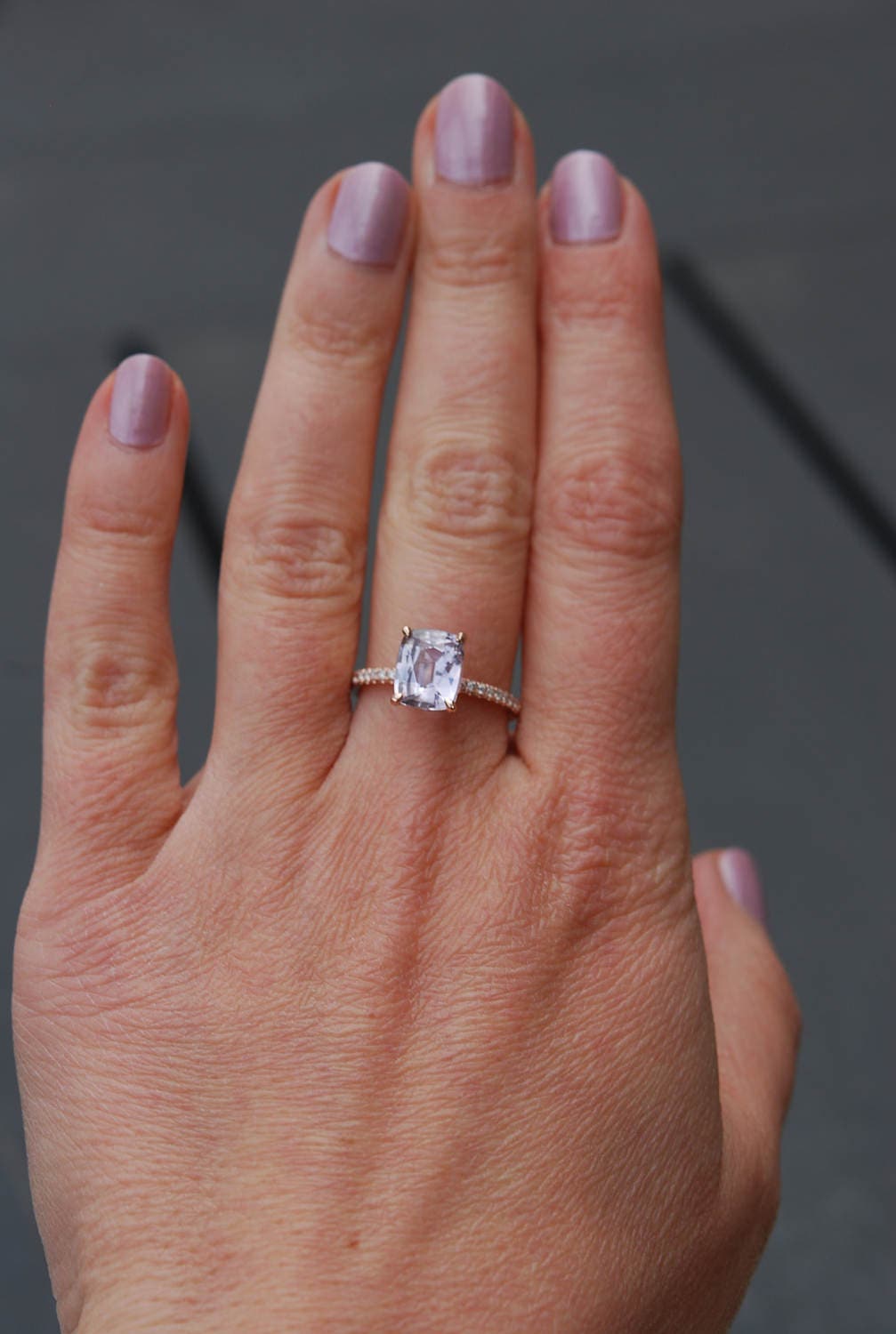 Engagement Ring. Dusty lavender sapphire ring Rose Gold Engagement Ring ...