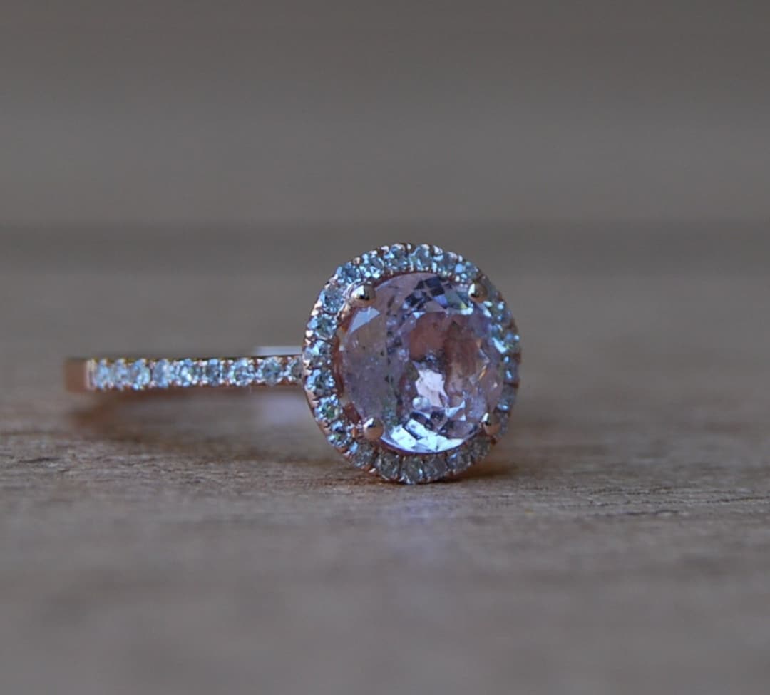 2ct runder Pfirsich Saphir Champagner Saphir Ring Diamantring 14k ...