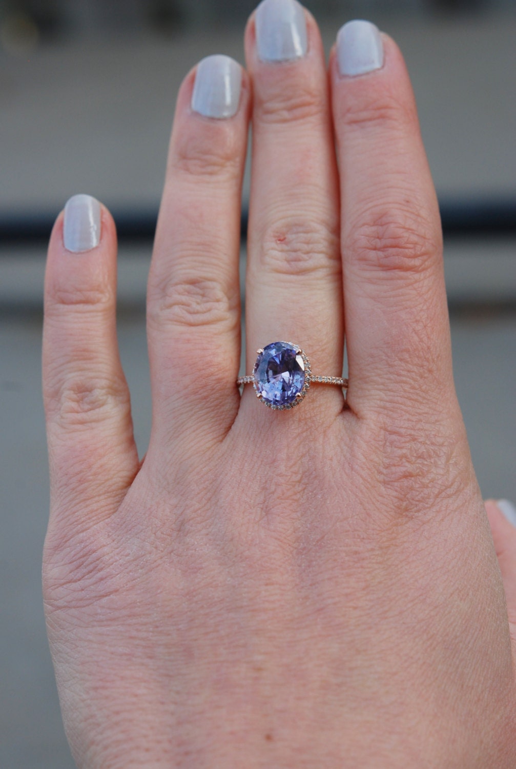Lavender sapphire ring diamond ring 14k rose gold engagement ring 4.6ct ...