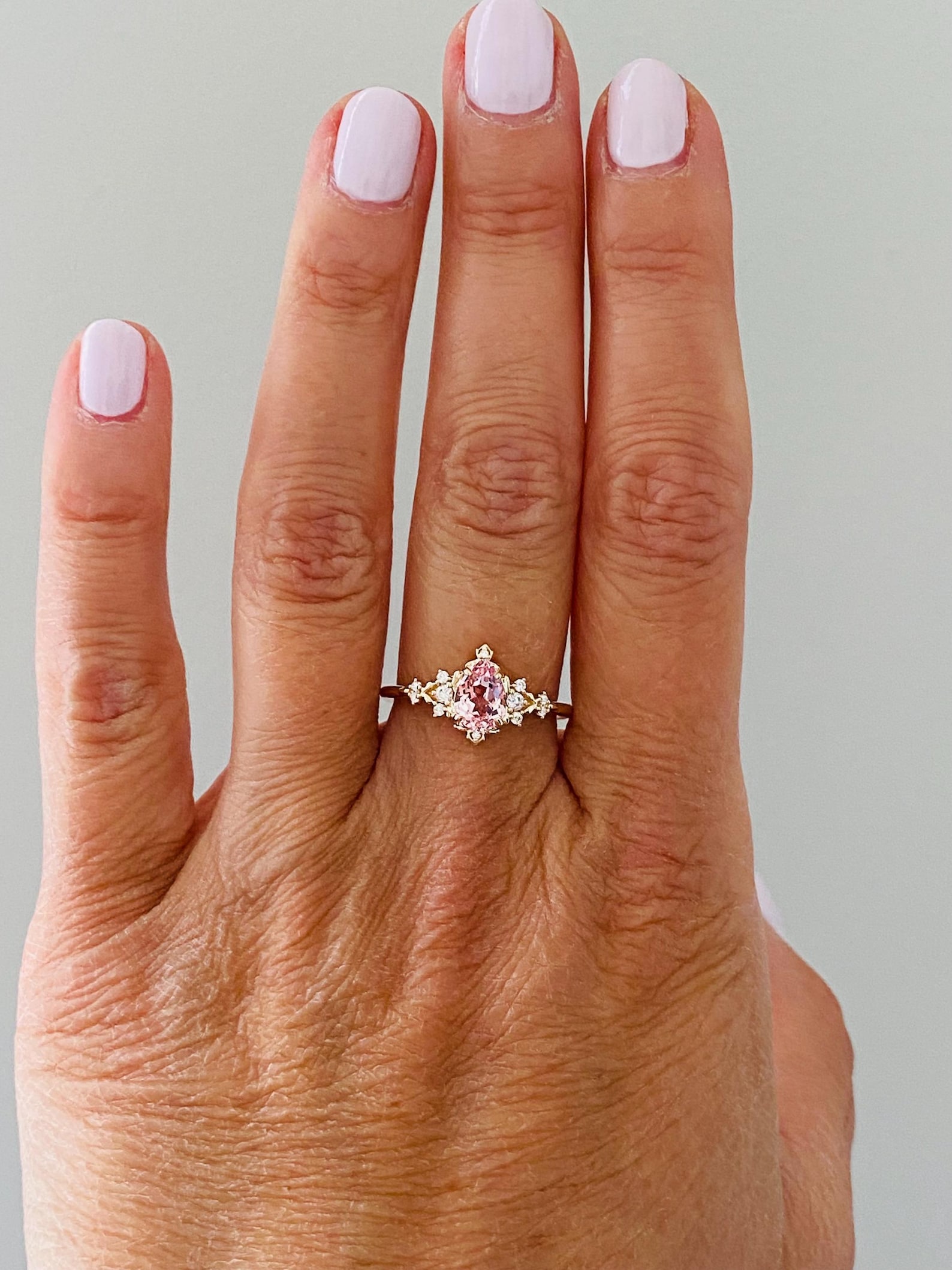 Greata Fantasy Pink Sapphire Engagement Ring: 14k Gold Whimsical ...