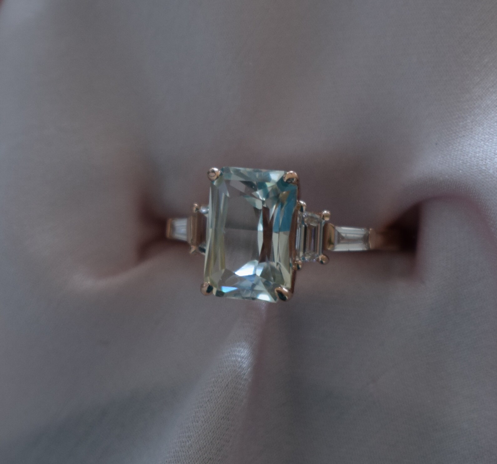 Smokey Ice Sapphire Engagement Ring. Rose Gold Diamond Ring. | Etsy