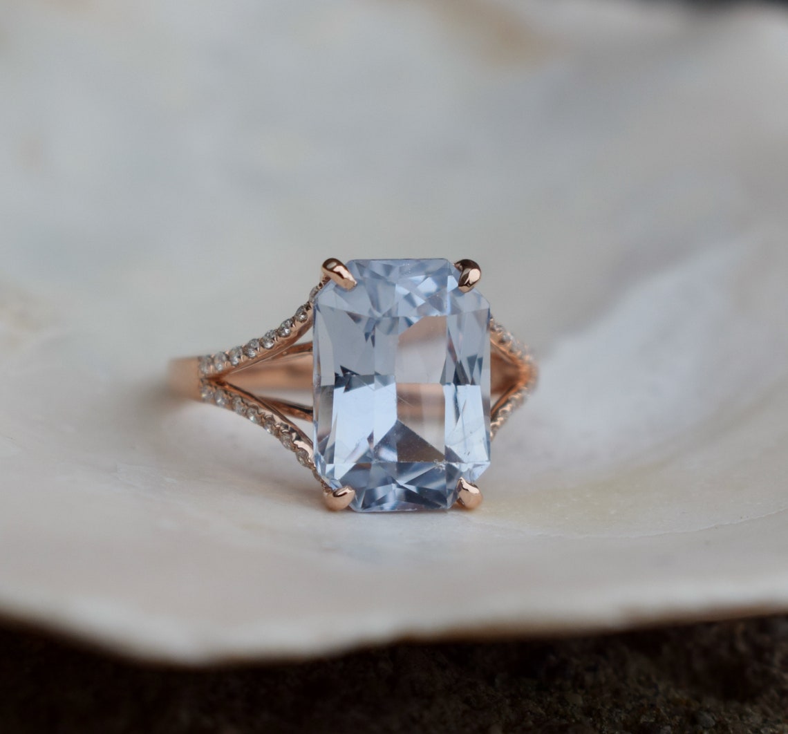 Paris Engagement Ring. Ice Blue Sapphire Gemstone Rings. Rose - Etsy