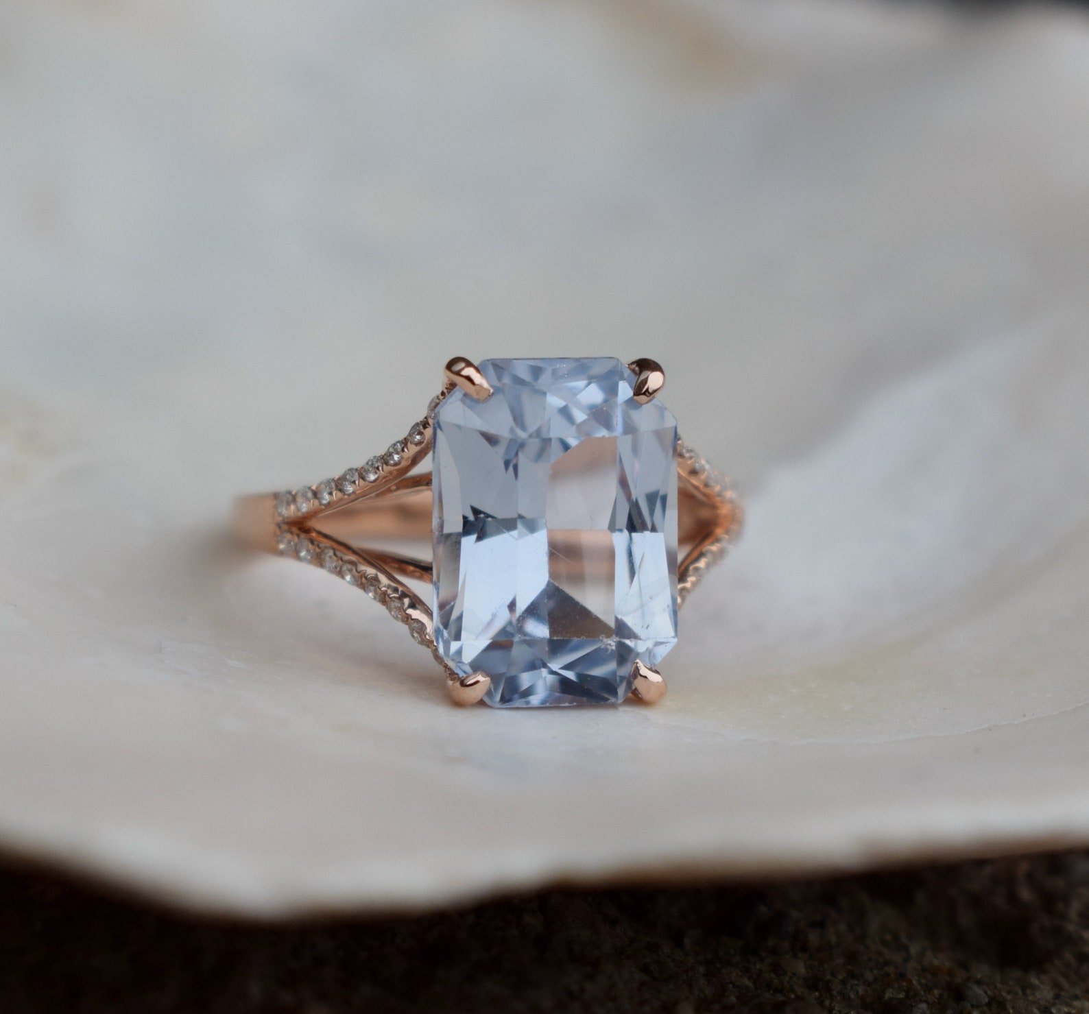 Paris Engagement Ring. Ice Blue Sapphire Gemstone Rings. Rose - Etsy