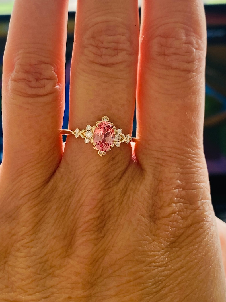 Padparadscha Sapphire Engagement Ring: 14k Gold Elvish Filigree ...