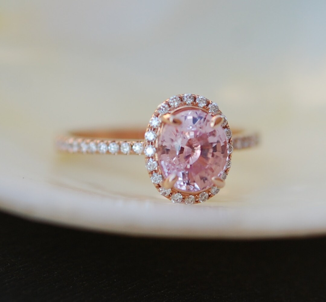 Peach Sapphire Ring, Peach Sapphire Engagement Ring, Peach Pink ...