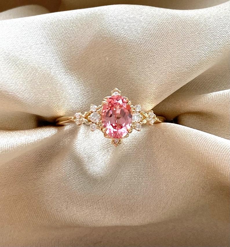 Padparadscha Sapphire Engagement Ring: 14k Gold Elvish Filigree ...