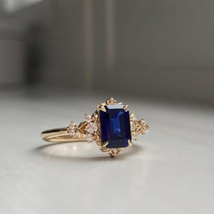 Dela Blue Sapphire Gold Ring. Fairytale Fantasy Ring. 14k Yellow Gold ...