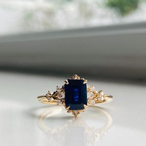 Dela Blue Sapphire Gold Ring. Fairytale Fantasy Ring. 14k Yellow Gold ...