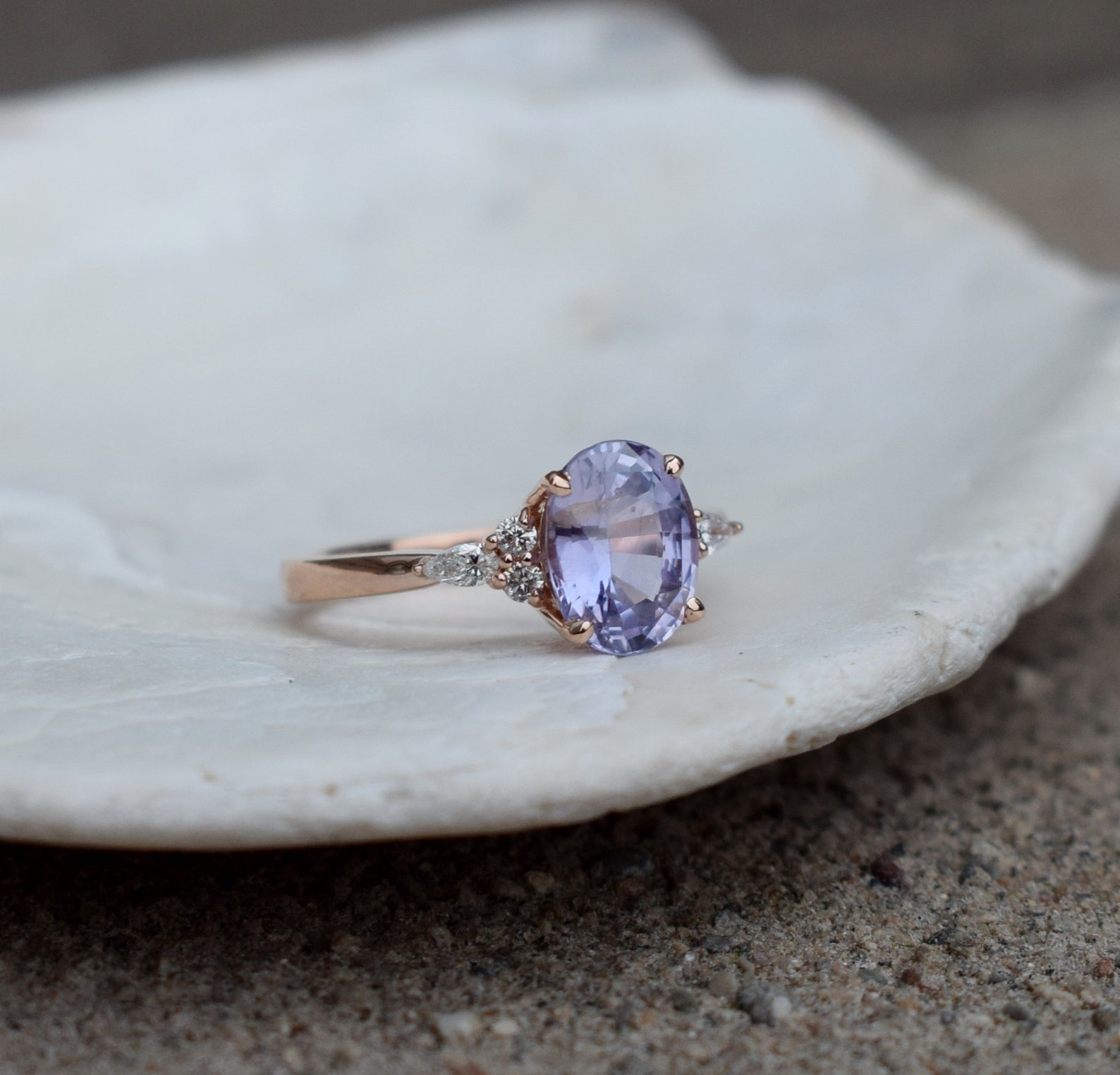 Lavender Sapphire Ring Engagement Ring Diamond Ring Oval - Etsy