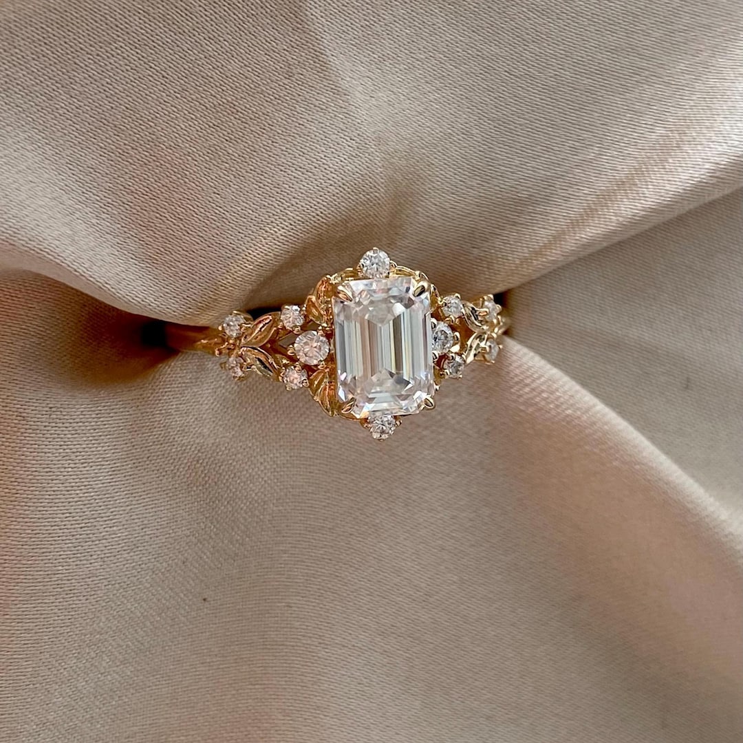 Enchanted Diamond Engagement Ring Gold. Fantasy Elvish Ring. 14k Yellow ...