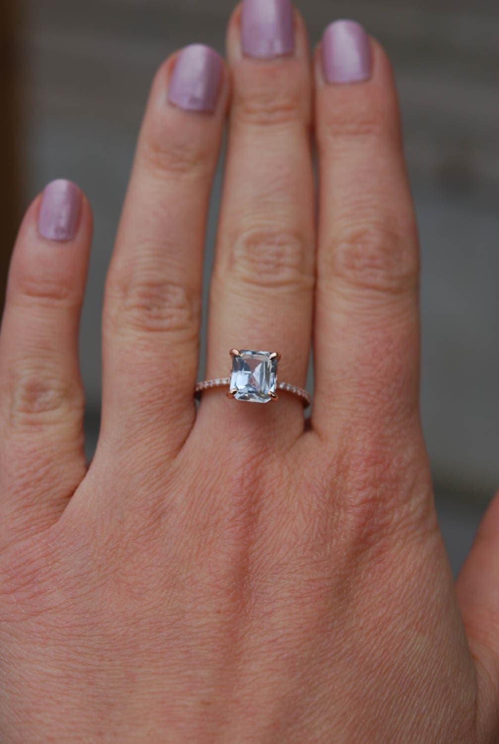 Mint sapphire ring. Rose gold engagement ring 2.42ct Mint Sapphire 14k ...