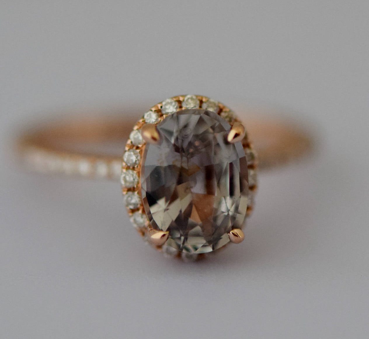 Color change Sapphire Engagement Ring 14k Rose Gold Diamond Engagement ...