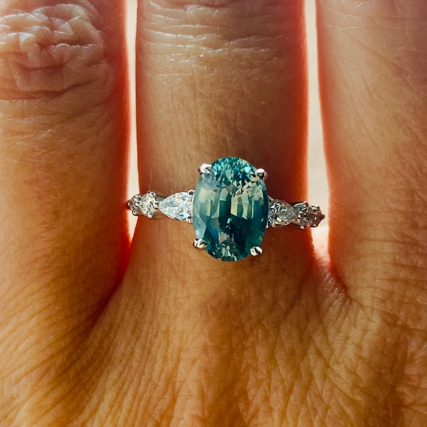 Teal Diamond Ring - Etsy