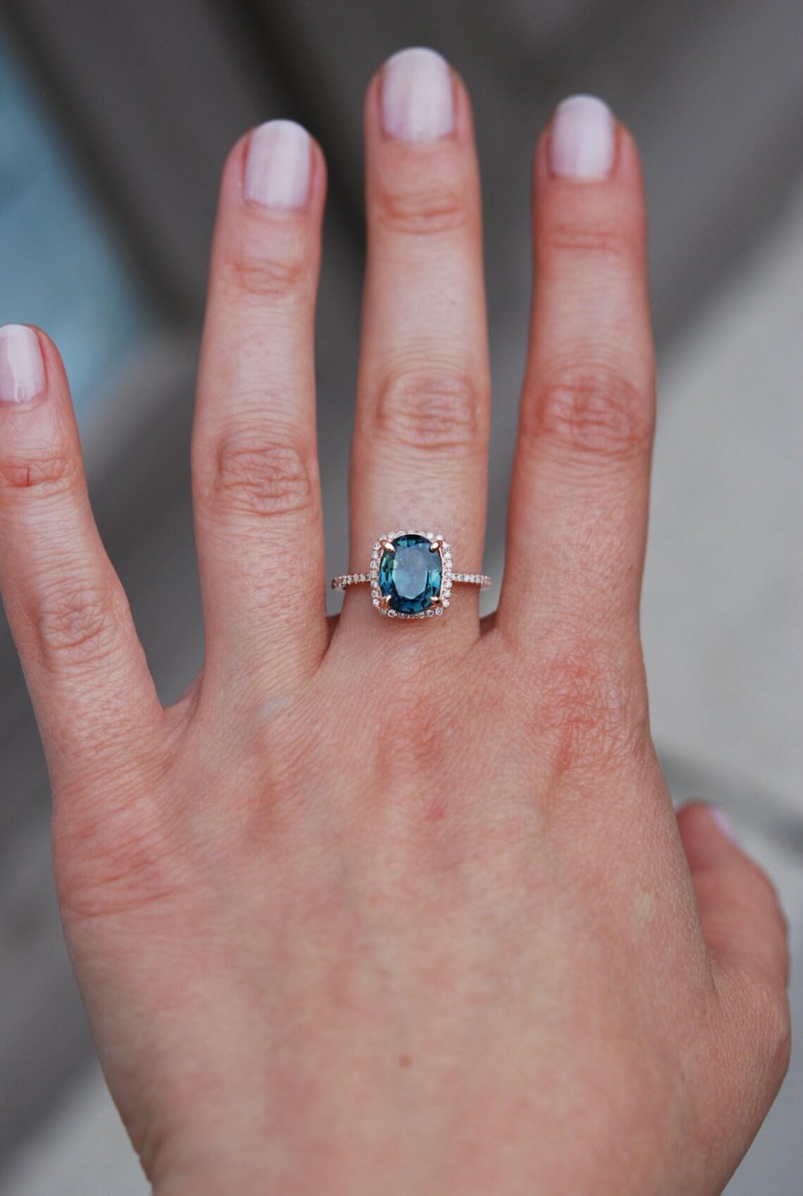 Blue Green Sapphire Engagement Ring. Peacock Sapphire 2.82ct | Etsy