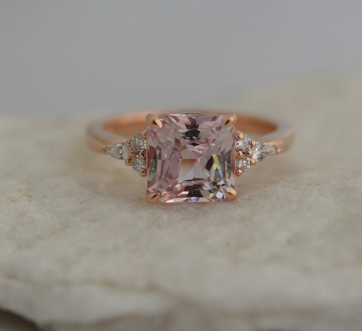 Peach Sapphire Engagement Rings