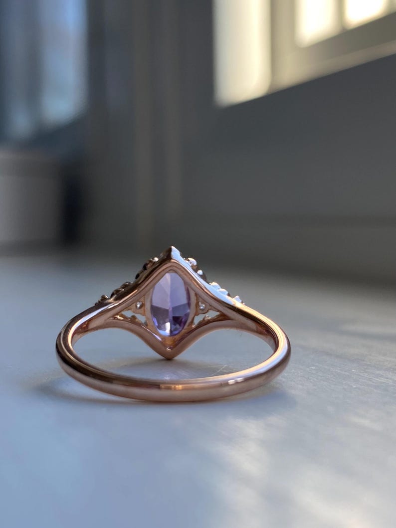 Lavender Sapphire & Diamond Engagement Ring: Arwen Marquise Rose Gold ...