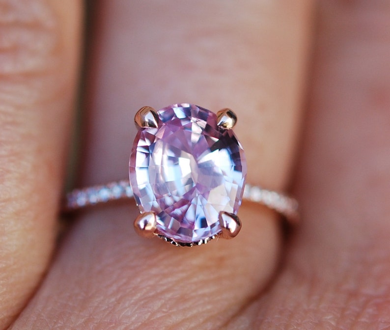 Blake Lively Ring Raspberry Sapphire Engagement Ring Oval Cut | Etsy