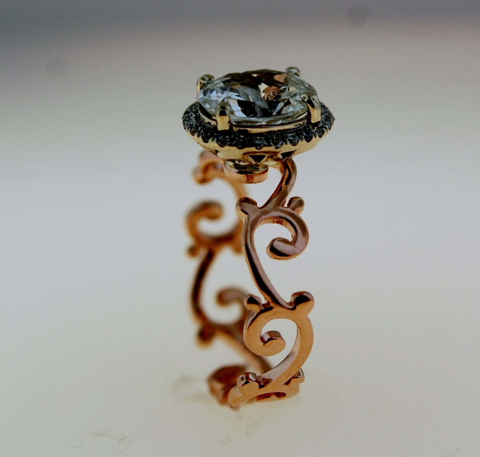 Floral Engagement Ring Vine Engagement Ring 2.21ct Oval - Etsy