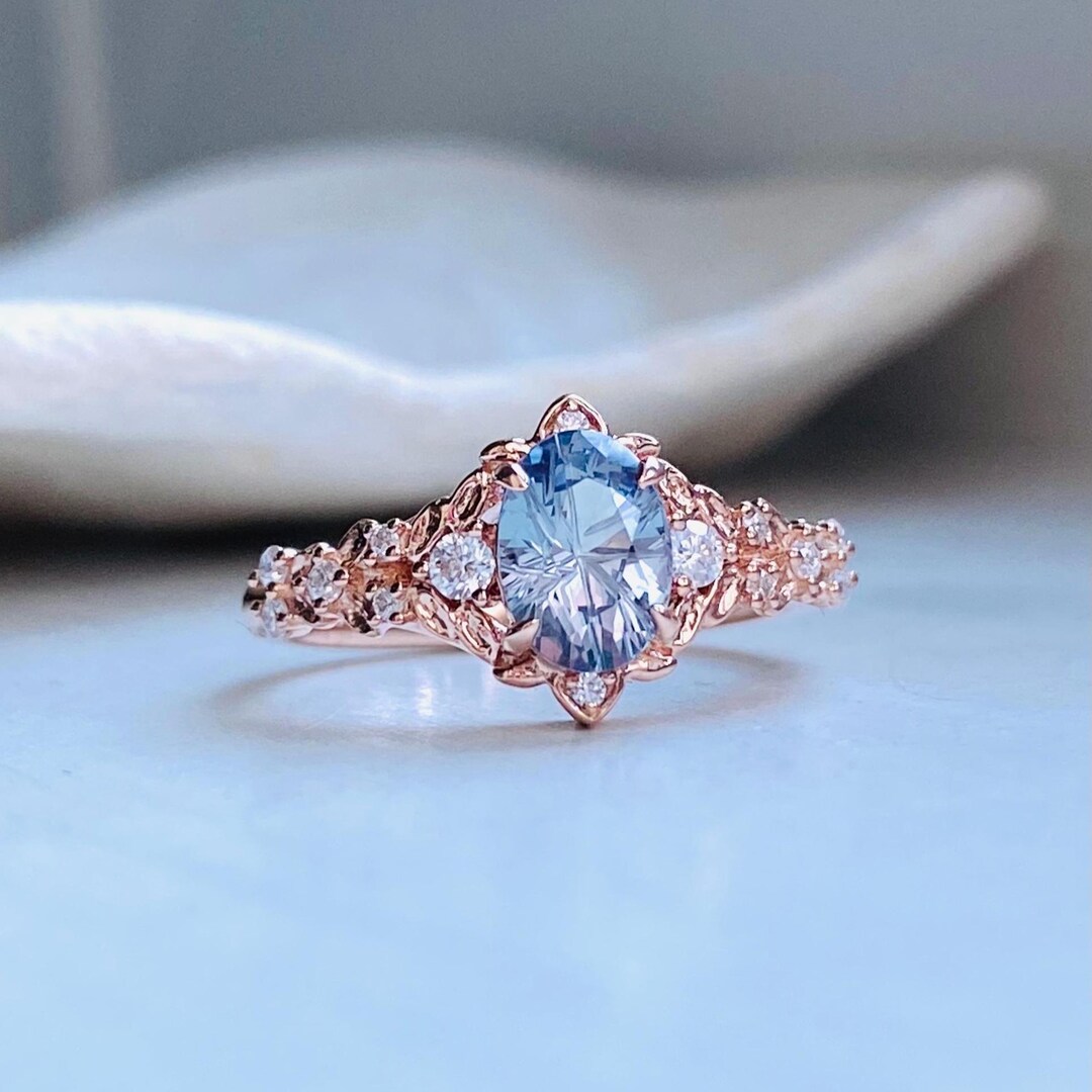 Arwen Star Blue Sapphire Ring, 14k Gold, Diamonds. Fantasy Inspired ...